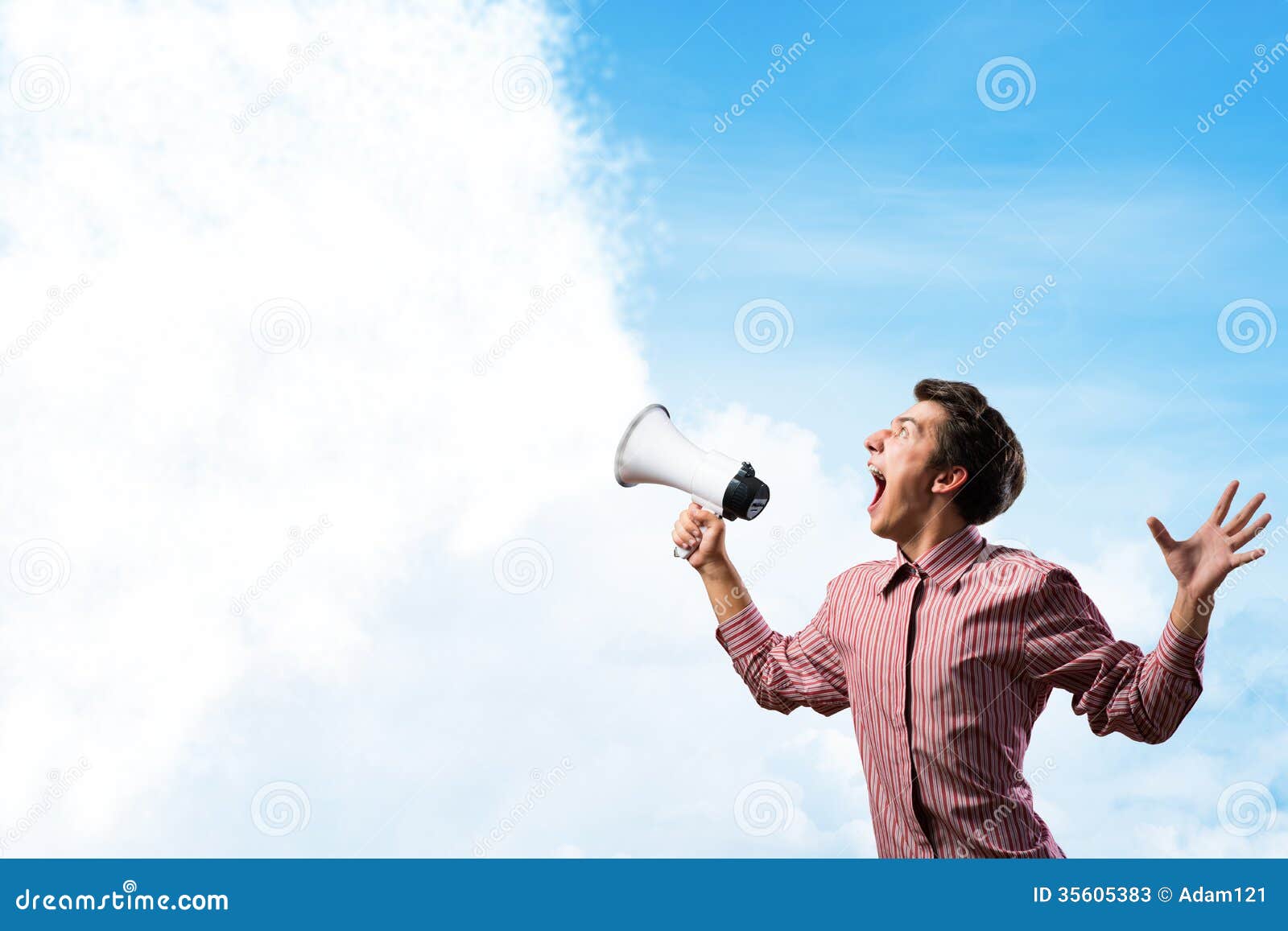 Portrait of a Young Man Shouting Using Megaphone Stock Image - Image of ...