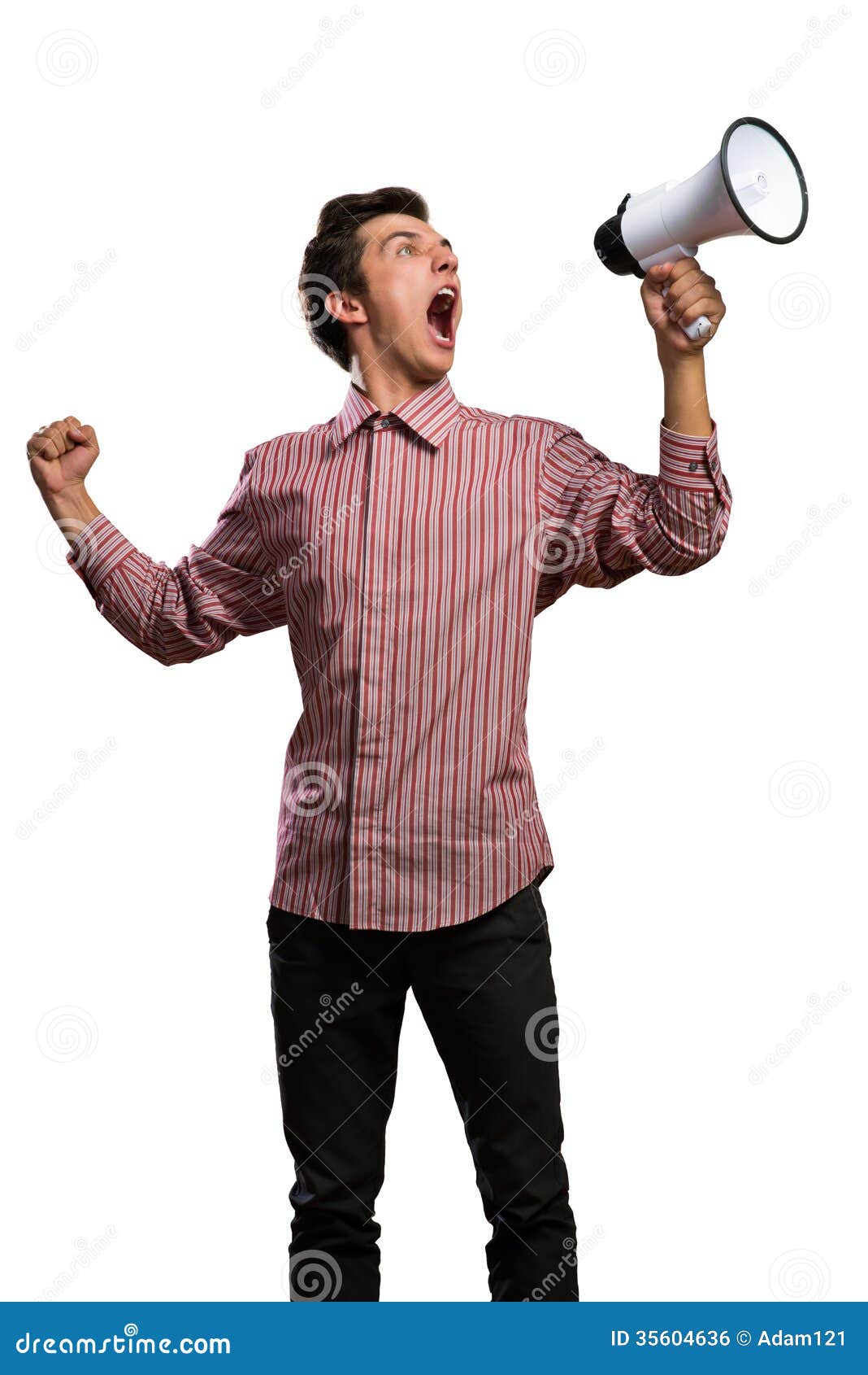 Portrait of a Young Man Shouting Using Megaphone Stock Photo - Image of ...