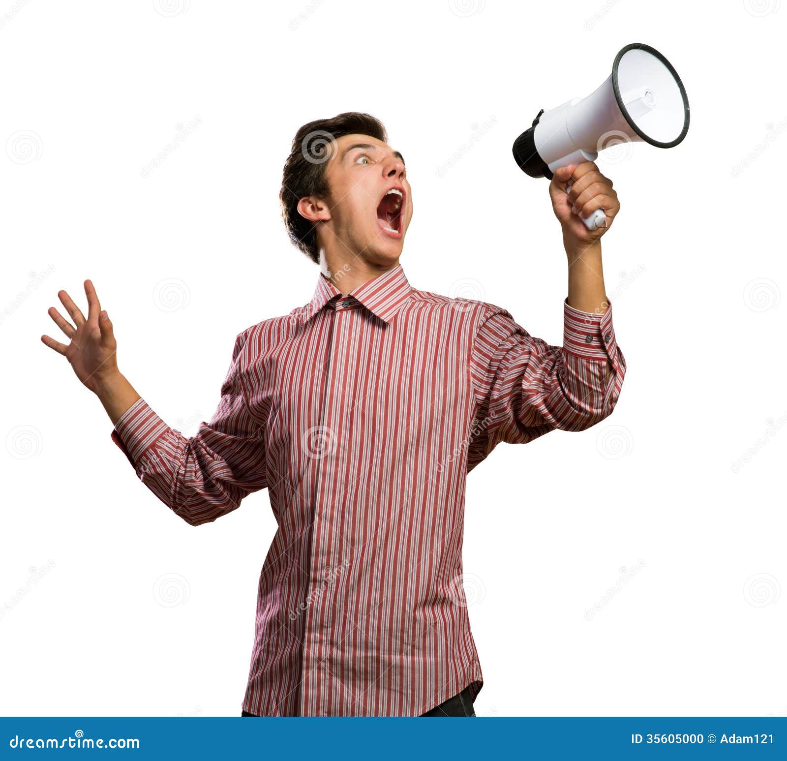 Portrait of a Young Man Shouting Using Megaphone Stock Photo - Image of ...