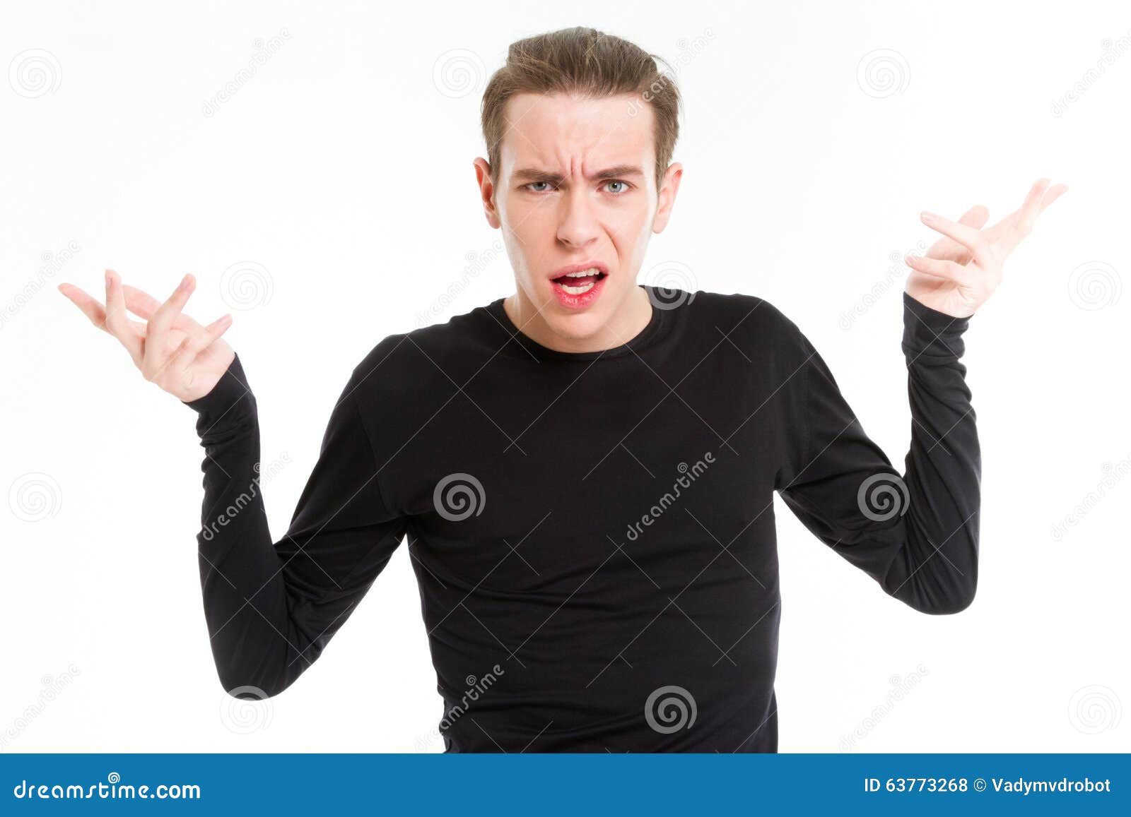 Portrait of a Young Man Shrugging Shoulder Stock Photo - Image of ...