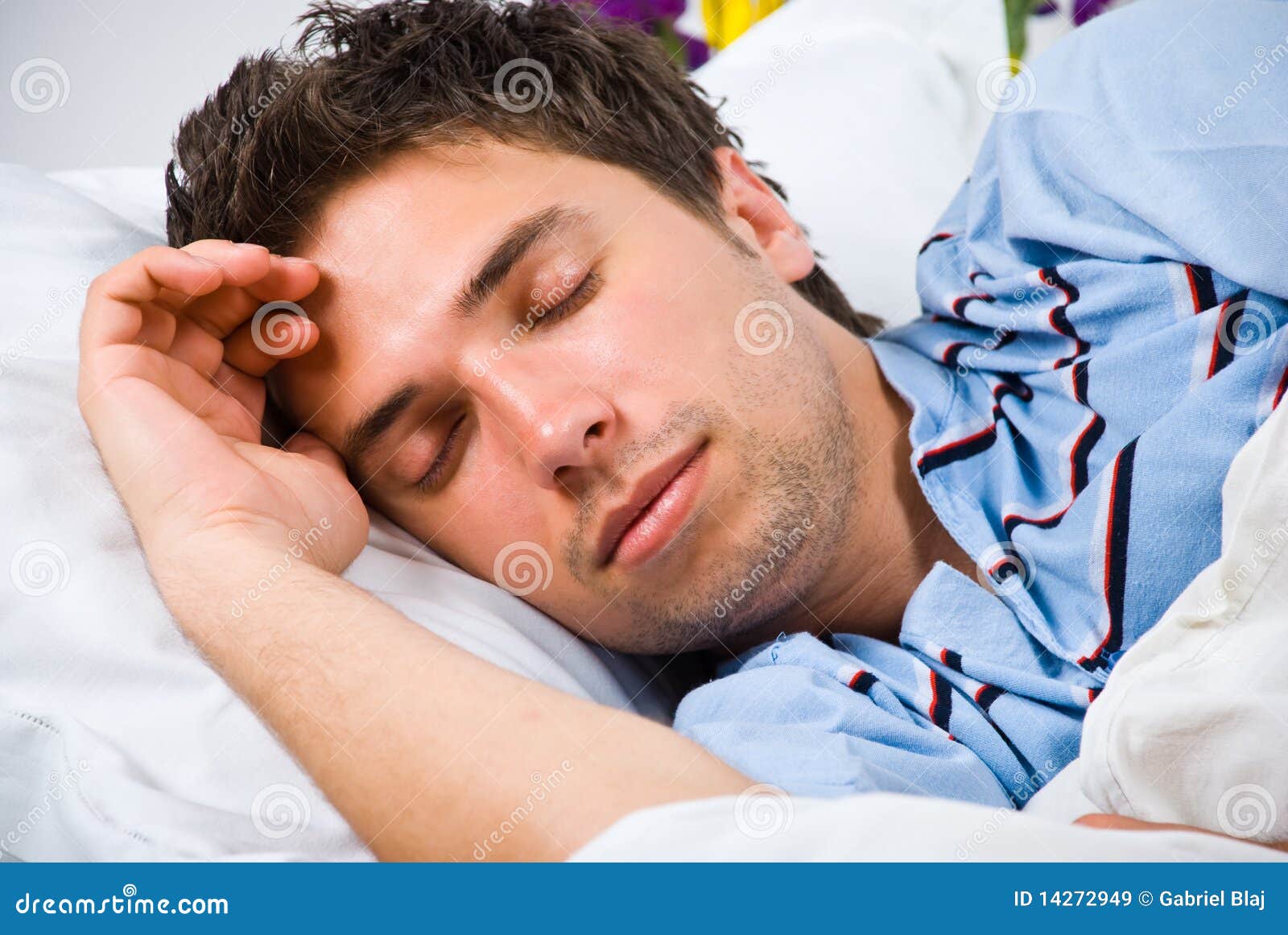 Portrait of Young Man Sleeping Stock Image - Image of adult, model ...