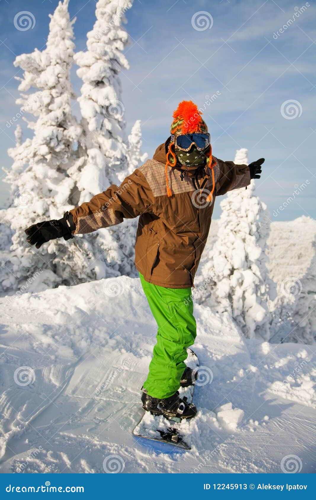 Portrait of a Young Man on the Snowboard Stock Image - Image of ...