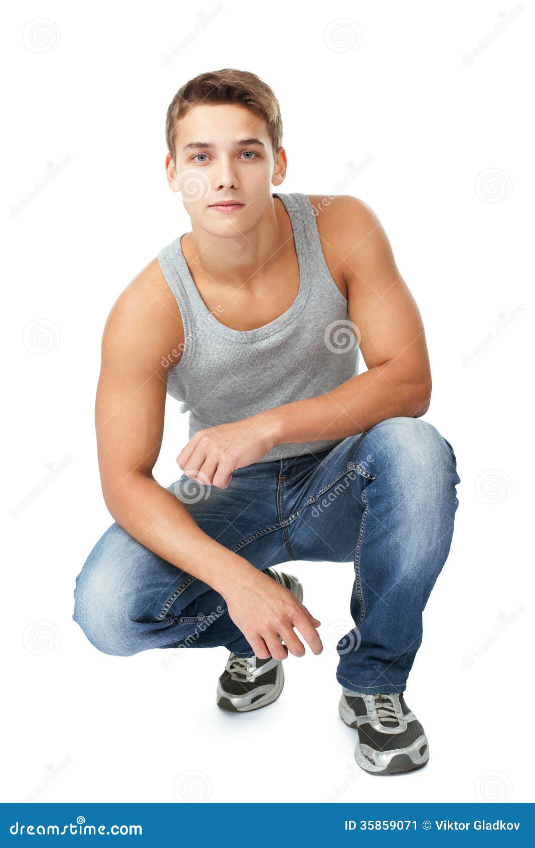 Squatting Man Man Squatting Red Sky Masks Holding Money Bag Gangster