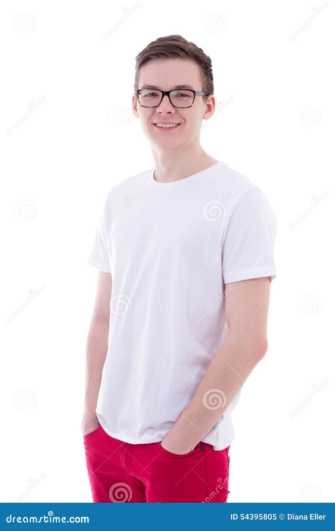 Portrait of Young Man Standing Isolated on White Stock Image - Image of ...