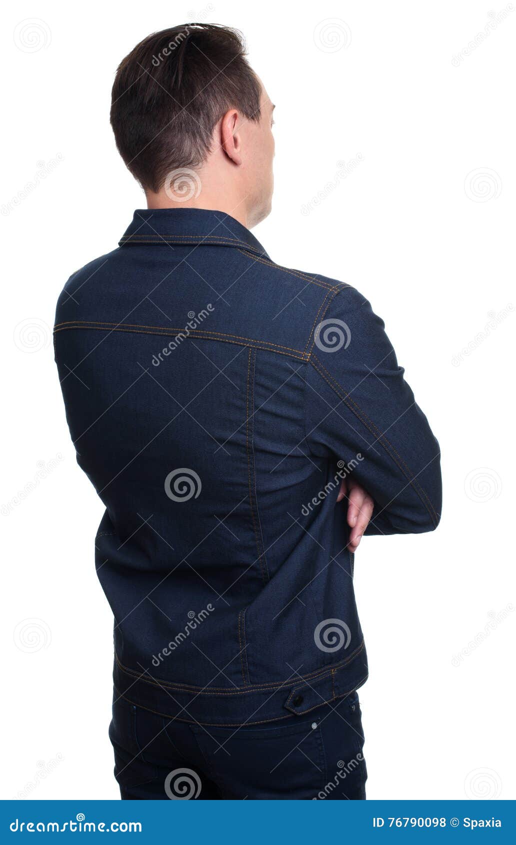 Portrait of Young Man in Studio, Back View Stock Photo - Image of white ...