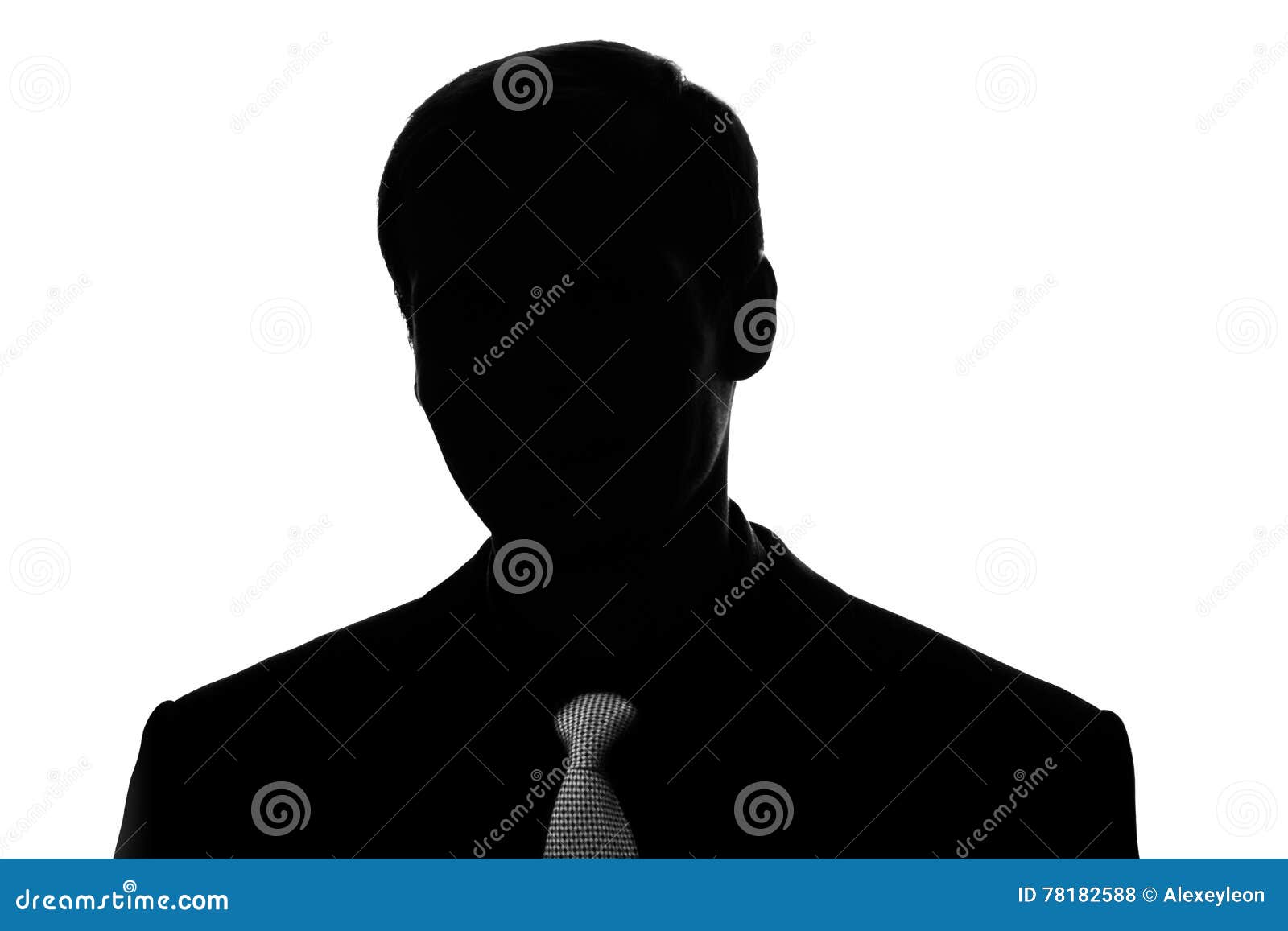 Portrait Young Man in Suit, Tie in Silhouette - Front View Stock Photo ...