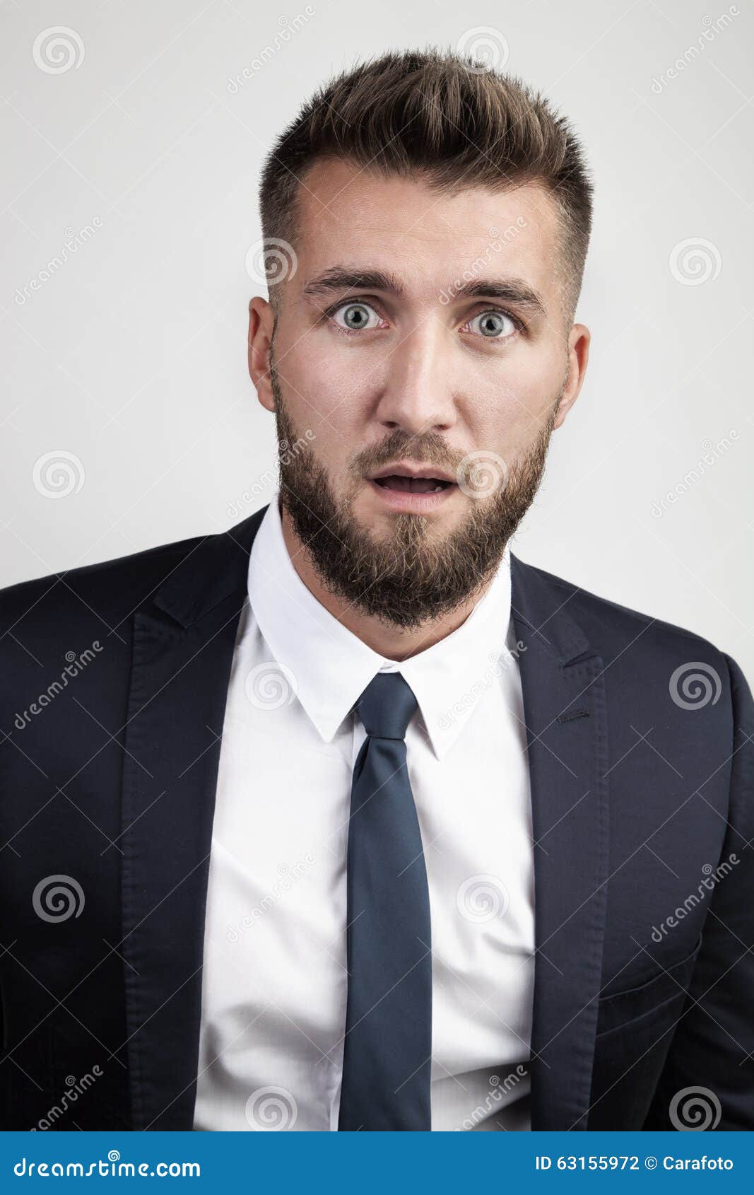 Portrait of Young Man with Surprised Look Stock Photo - Image of ...