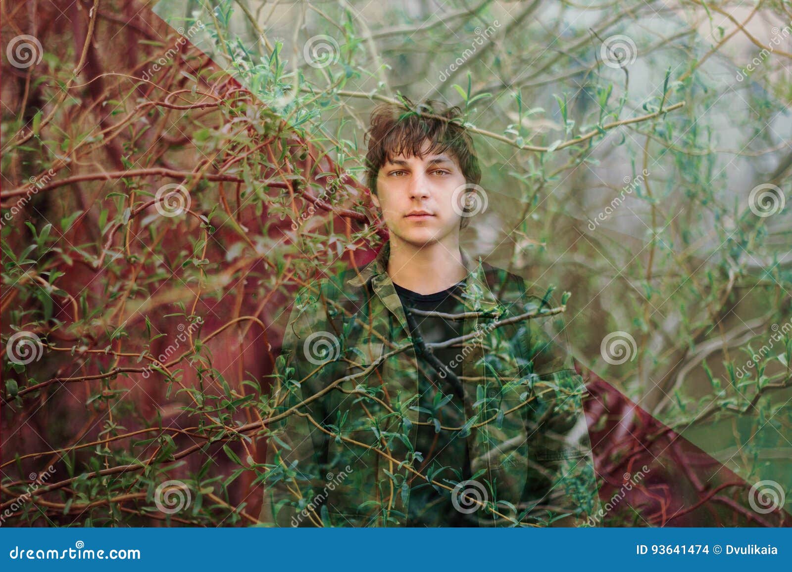 Portrait of a Young Man among Tree Branches Stock Photo - Image of rest ...
