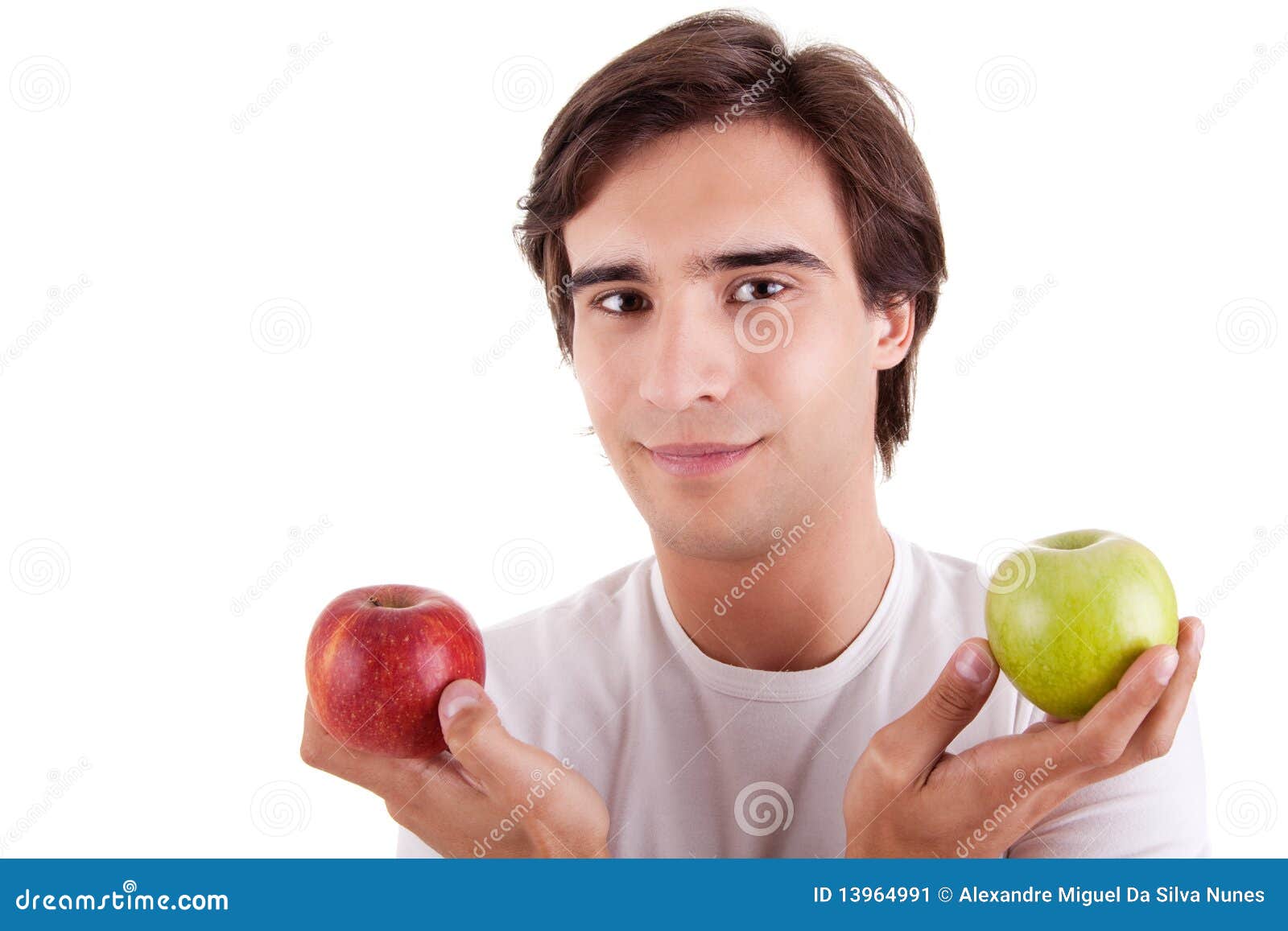 Portrait of a Young Man with Two Apples in Their H Stock Image - Image ...