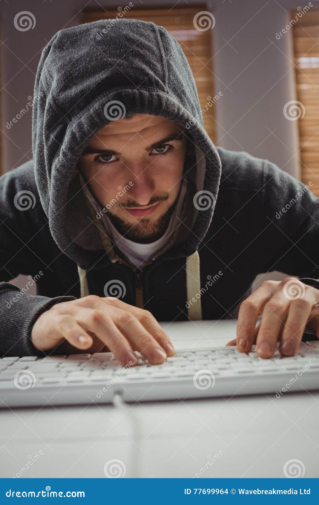 Portrait of Young Man Using Computer Keyboard Stock Photo - Image of ...