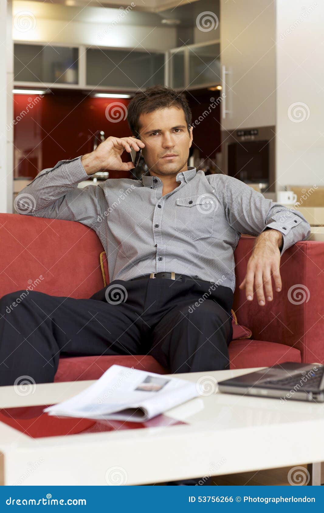 Portrait of Young Man Using Mobile Phone Stock Photo - Image of ...