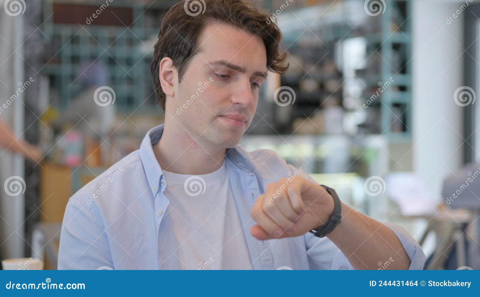 Portrait of Man Waiting and Checking Watch Stock Photo - Image of rest ...
