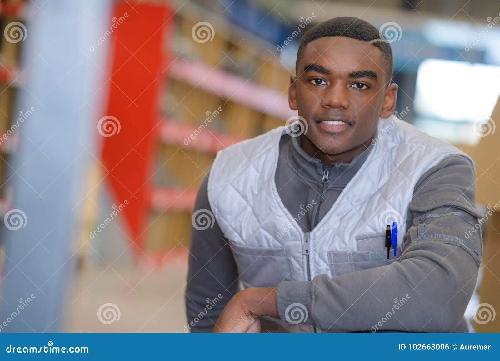 Portrait Young Man Warehouse Worker Stock Photo - Image of portrait ...