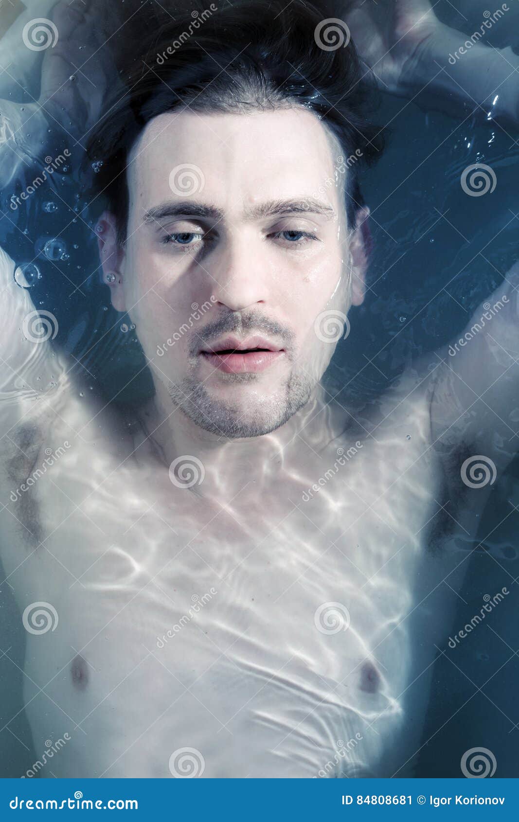 Portrait of a Young Man in the Water Stock Image - Image of close ...