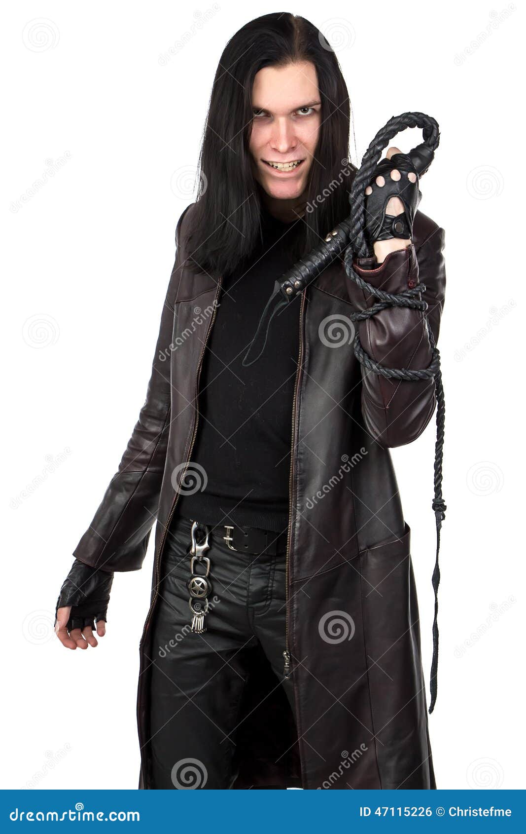 Portrait of Young Man with the Whip Stock Photo - Image of casual ...