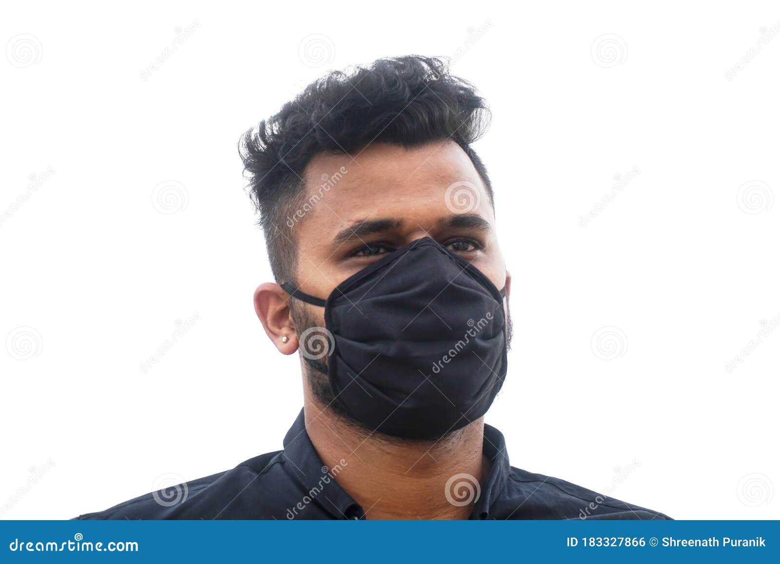 Portrait of a Young Masked Man Stock Photo - Image of pollution, covid ...