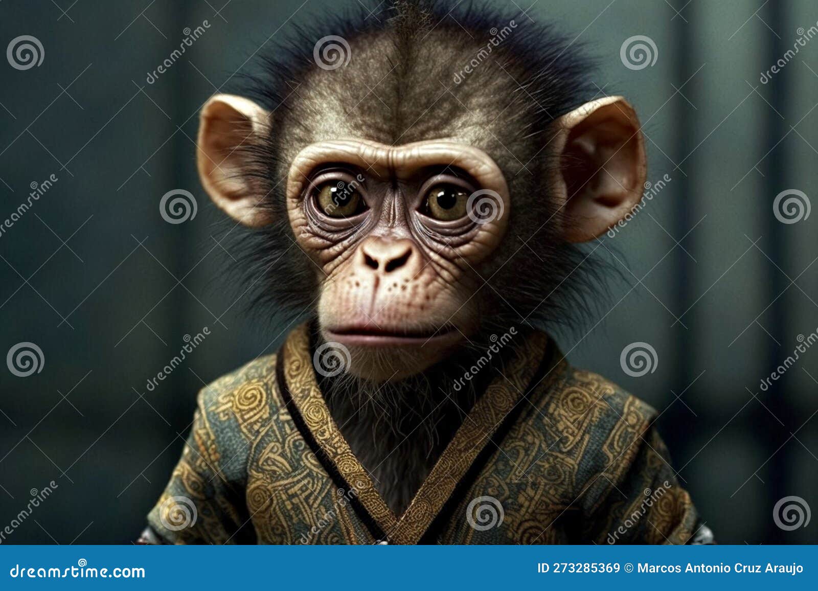 Portrait of a Young Monkey with Clothes , AI Generated Stock ...