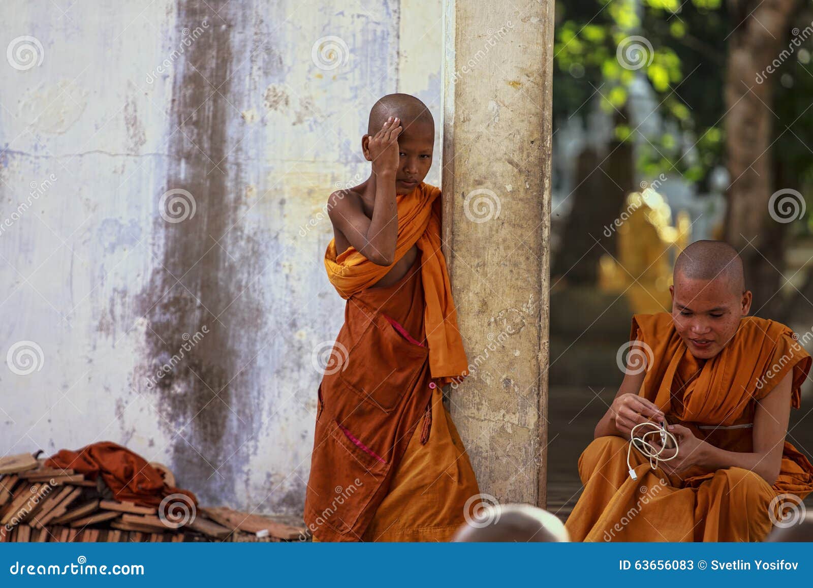 Portrait of young monks editorial stock photo. Image of light - 63656083