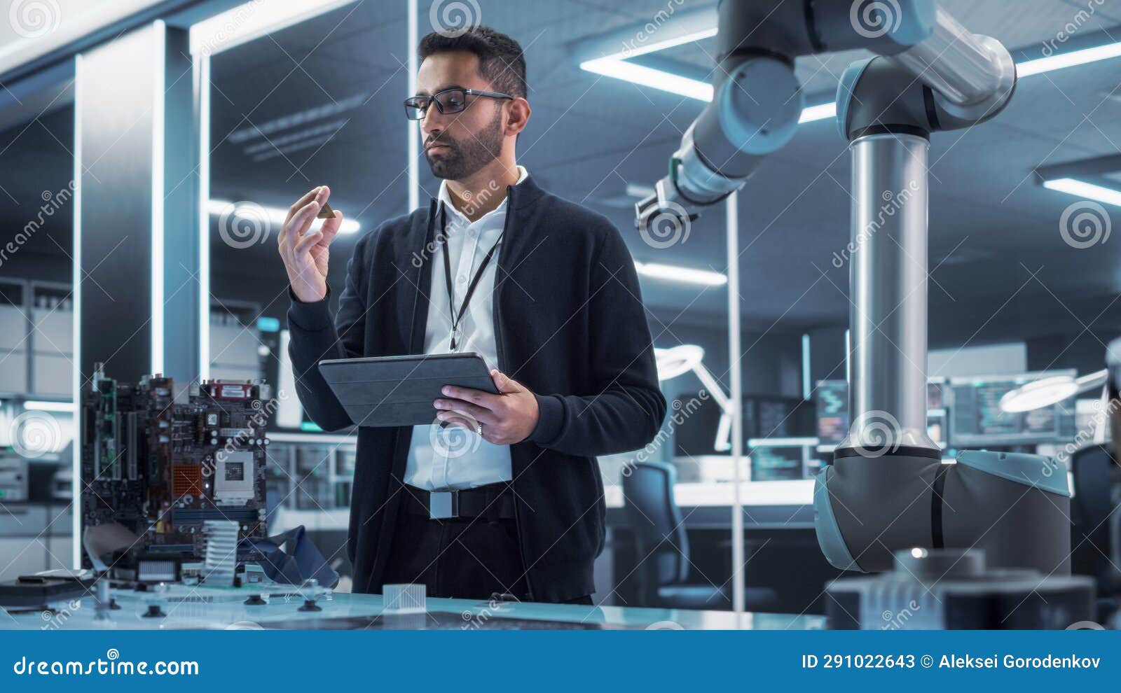 Portrait of a Young Multiethnic Male Engineer Using Tablet Computer ...