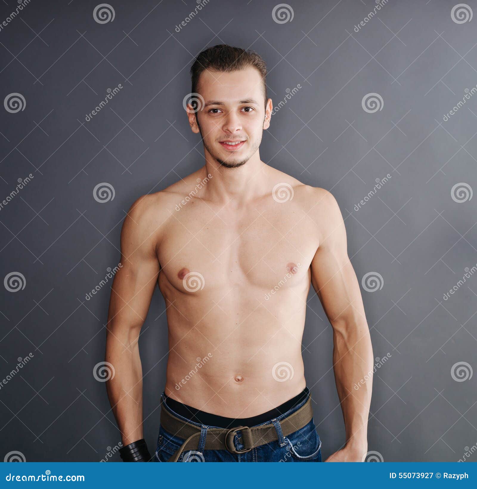 Portrait of Young Muscular Man Stock Image - Image of masculine, biceps ...