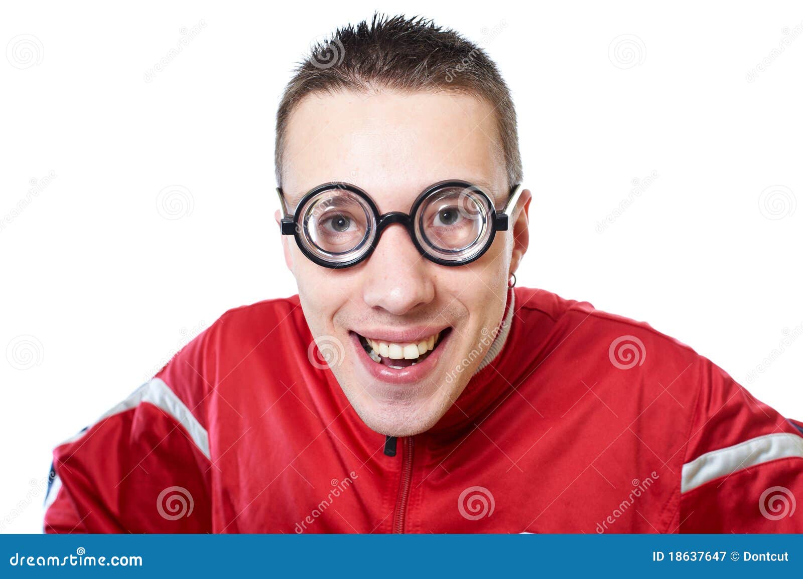 Portrait of a young nerd stock image. Image of dork, happy - 18637647
