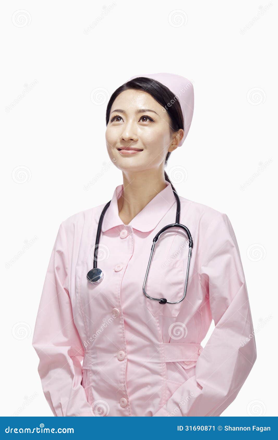 Portrait of Young Nurse, Studio Shot, China Stock Image - Image of pink ...