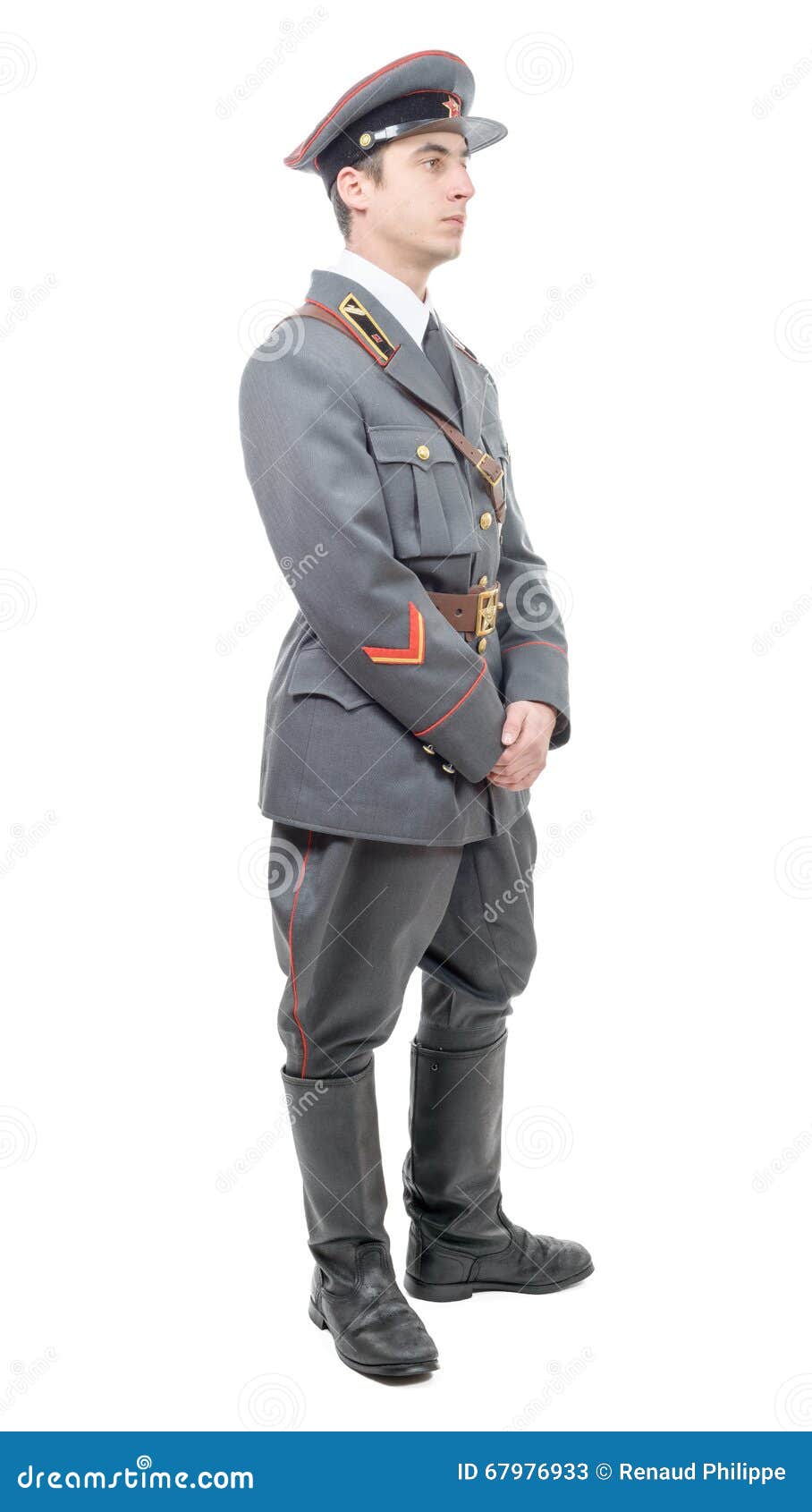 Portrait of a Young Officer of the Soviet Army, Isolated on Whit Stock ...