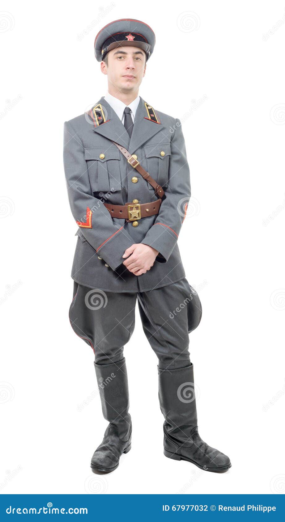 Portrait of a Young Officer of the Soviet Army, Isolated on Whit Stock ...