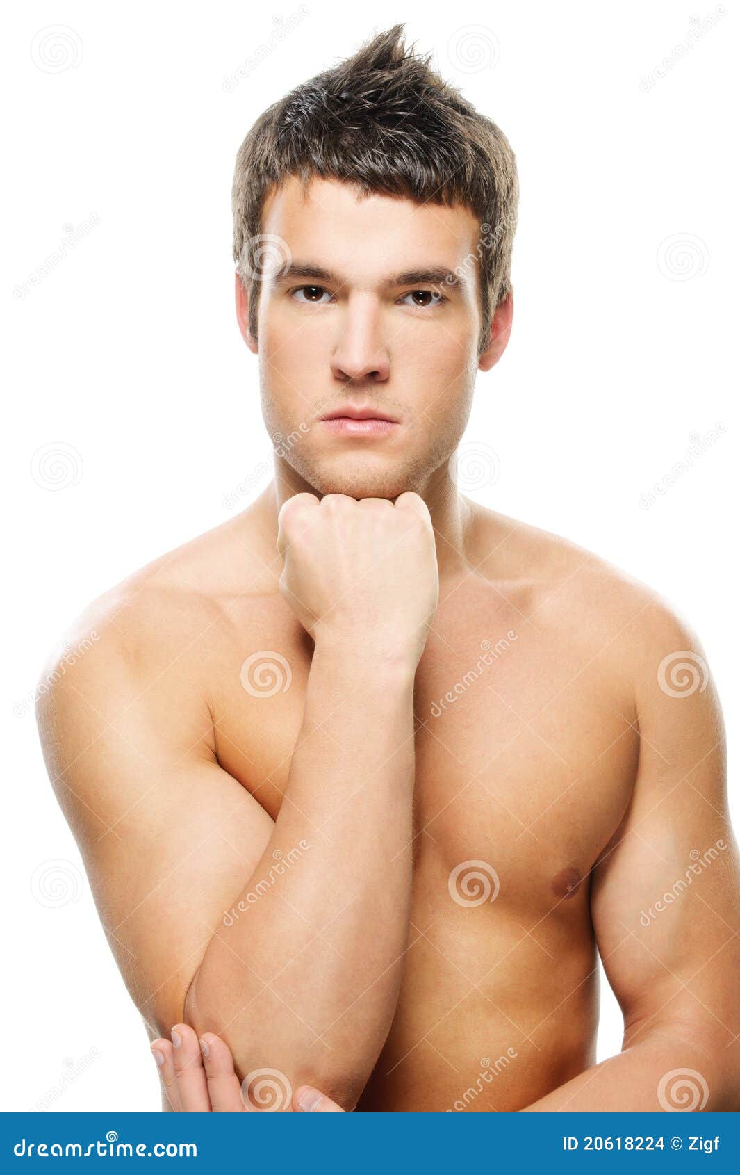 Portrait of Young Pensive Man Stock Photo - Image of brunette, fist ... Portrait of Young Pensive Man Stock Photo - Image of brunette, fist ...