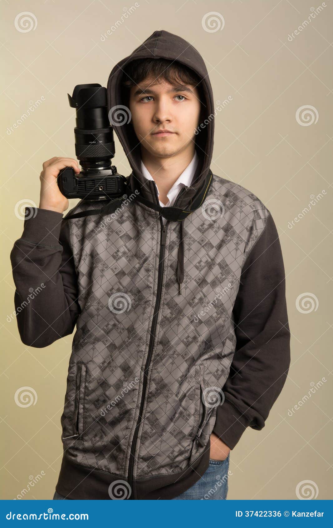 Portrait of a Young Photographer with a Professional Camera Stock Photo ...
