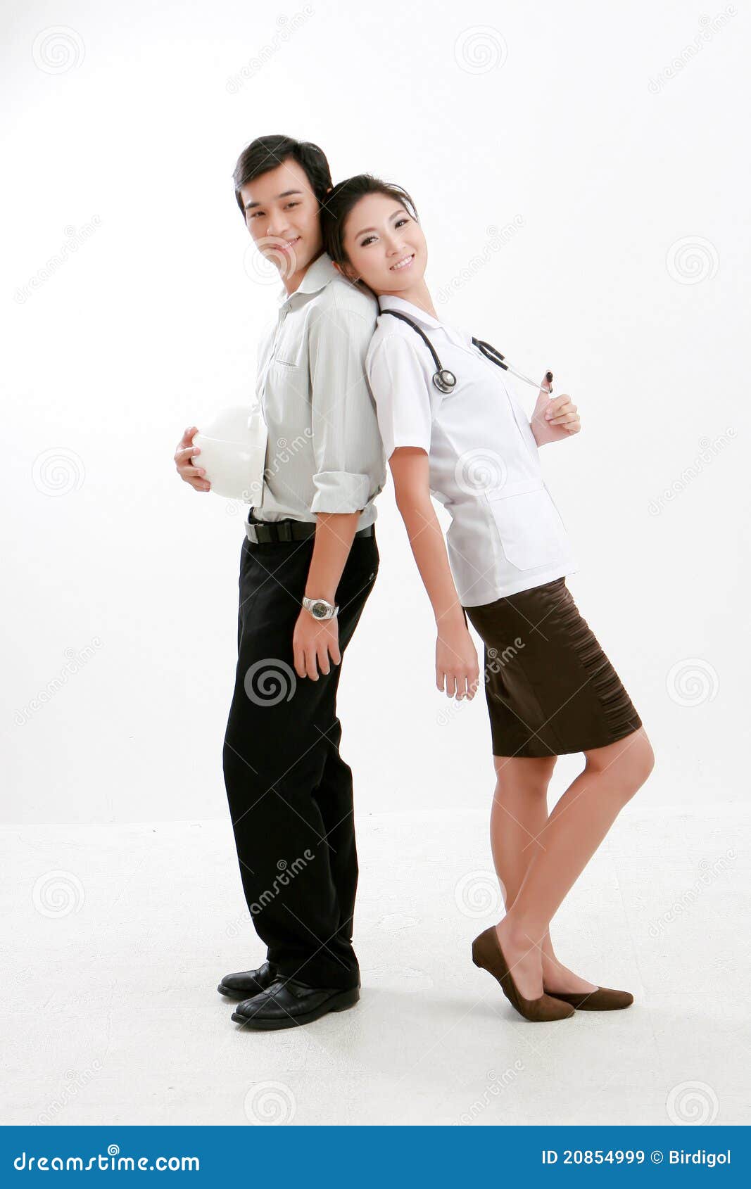 Portrait of Young Physician Lady and Engineer Stock Image - Image of ...