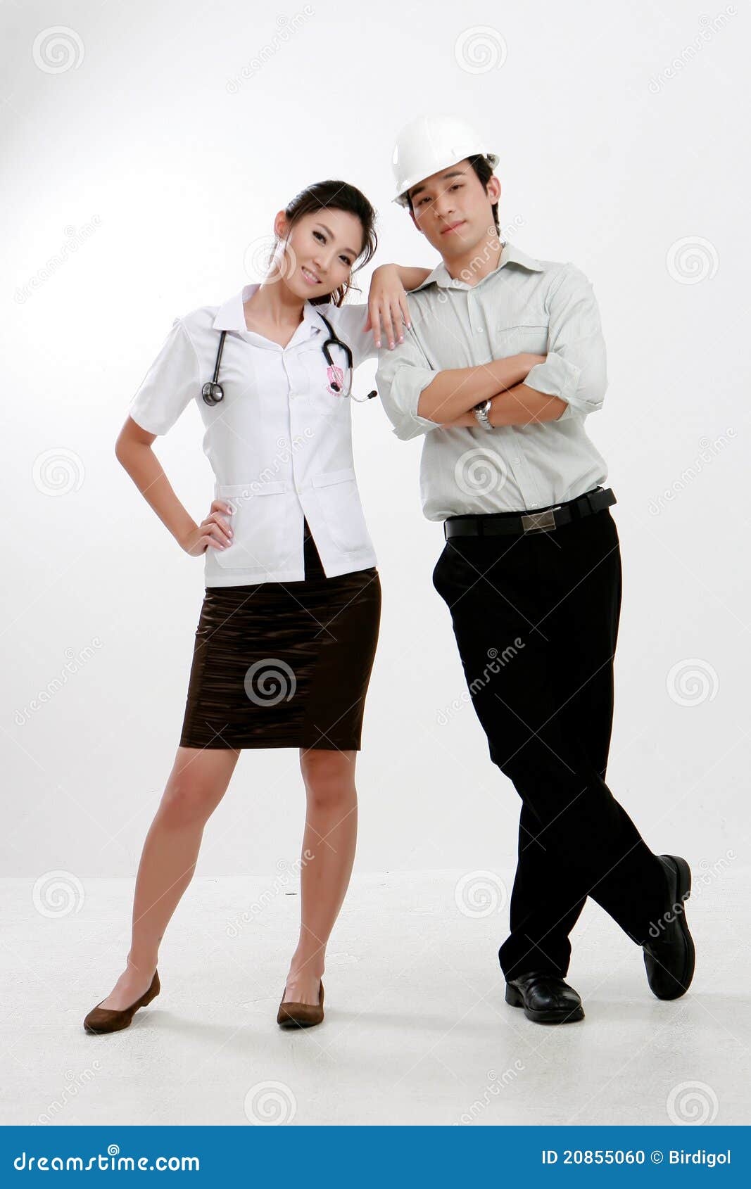 Portrait of Young Physician Lady and Engineer Stock Photo - Image of ...