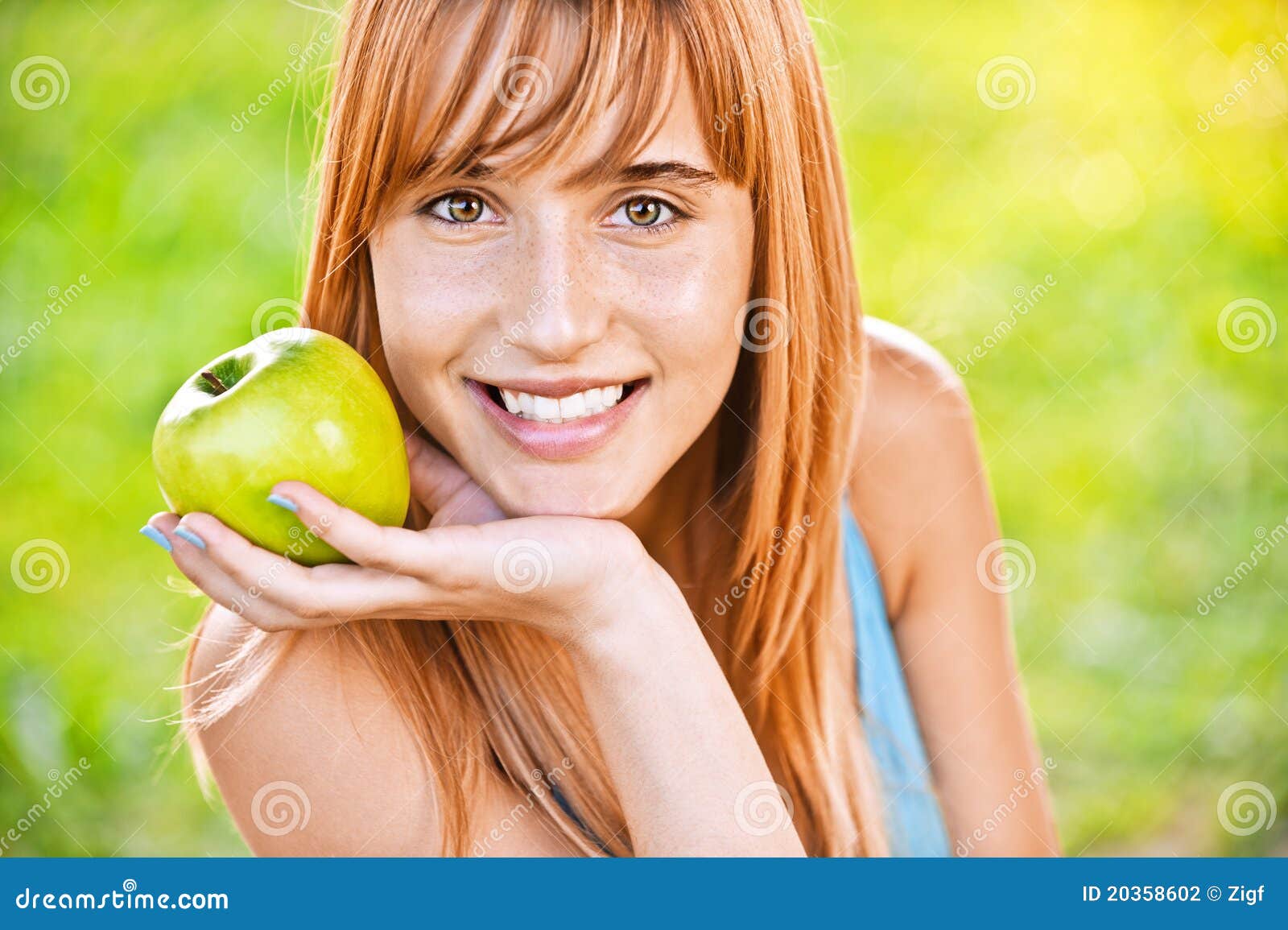 Portrait of Young Pleasant Woman Stock Photo - Image of green, cheerful ...