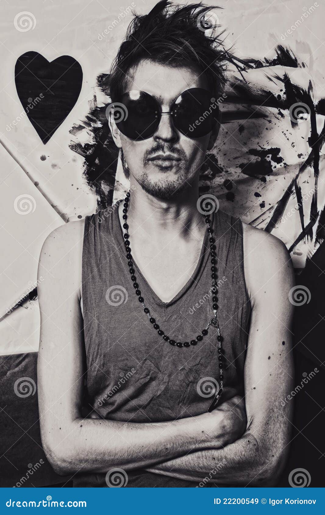 Portrait of Young Punk in Round Sunglasses Stock Image - Image of bloke ...
