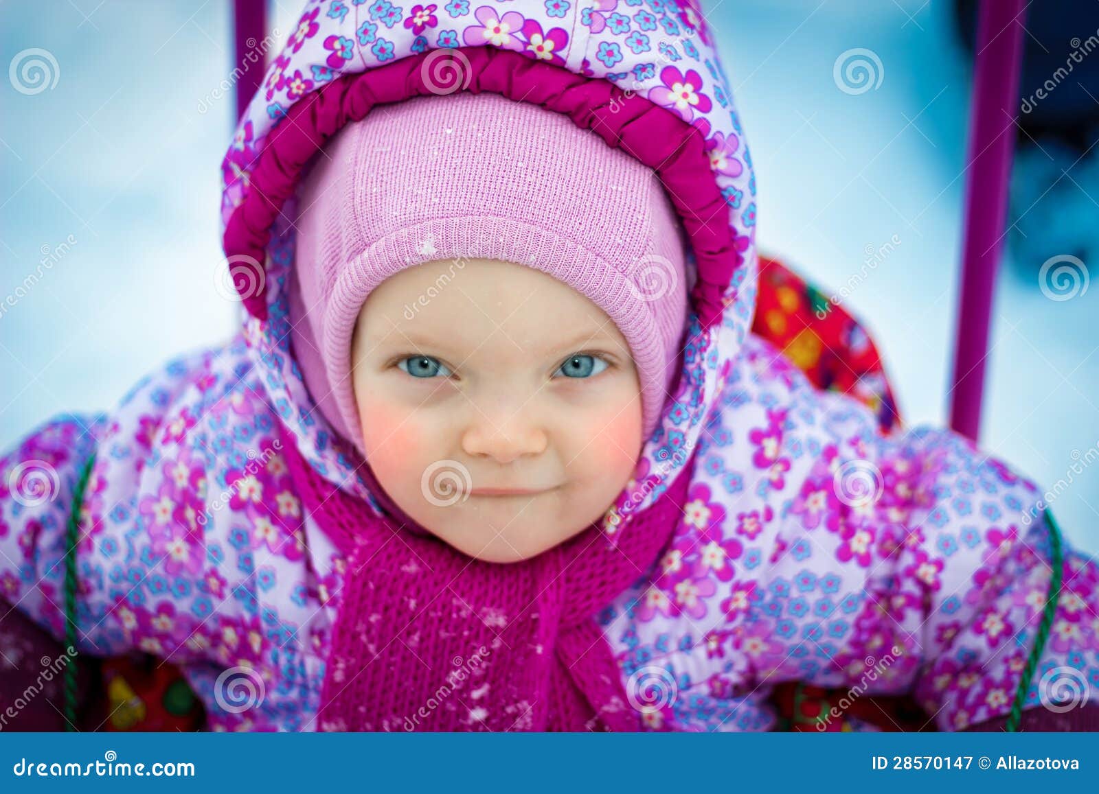 Portrait of Young Red-cheeked Baby Stock Image - Image of children ...