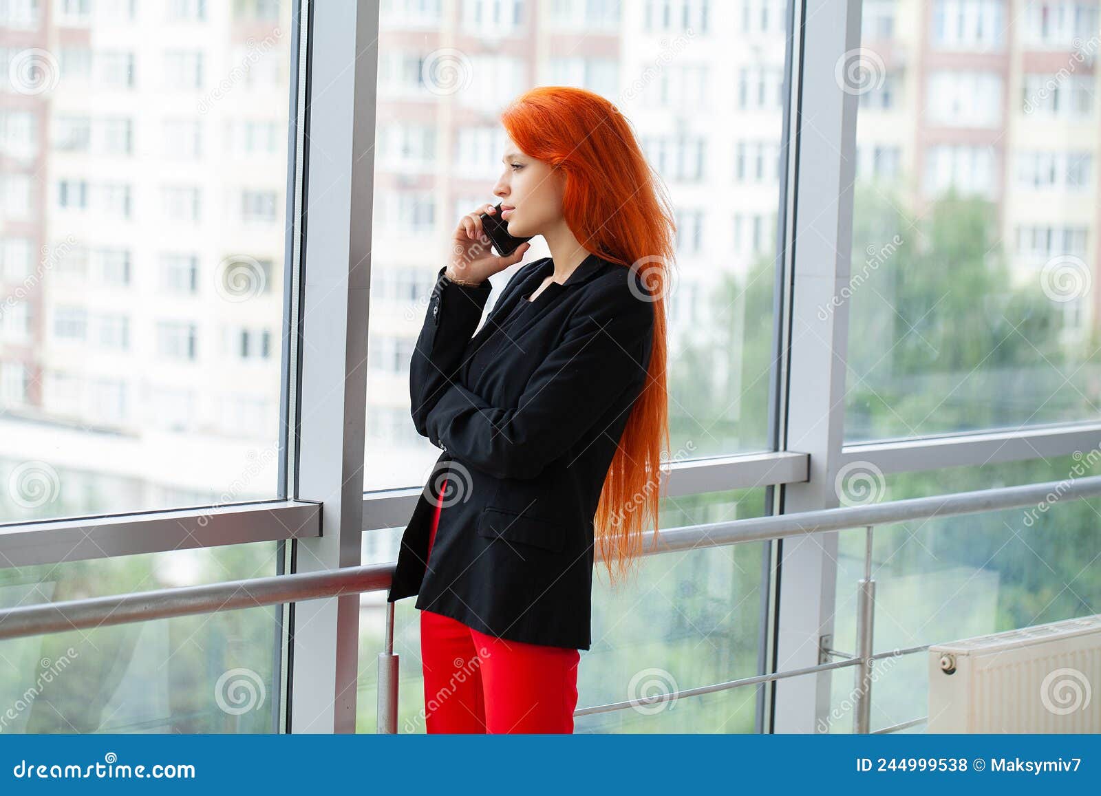 Portrait of Young Redhead Worker Work in Coworking Space Stock Photo ...