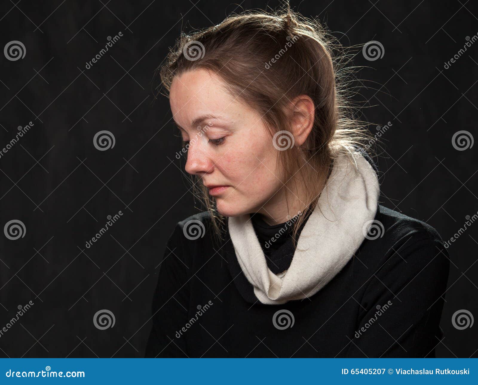 Portrait Of Disoriented Blind Brown-haired Man Walking With Closed Eyes ...