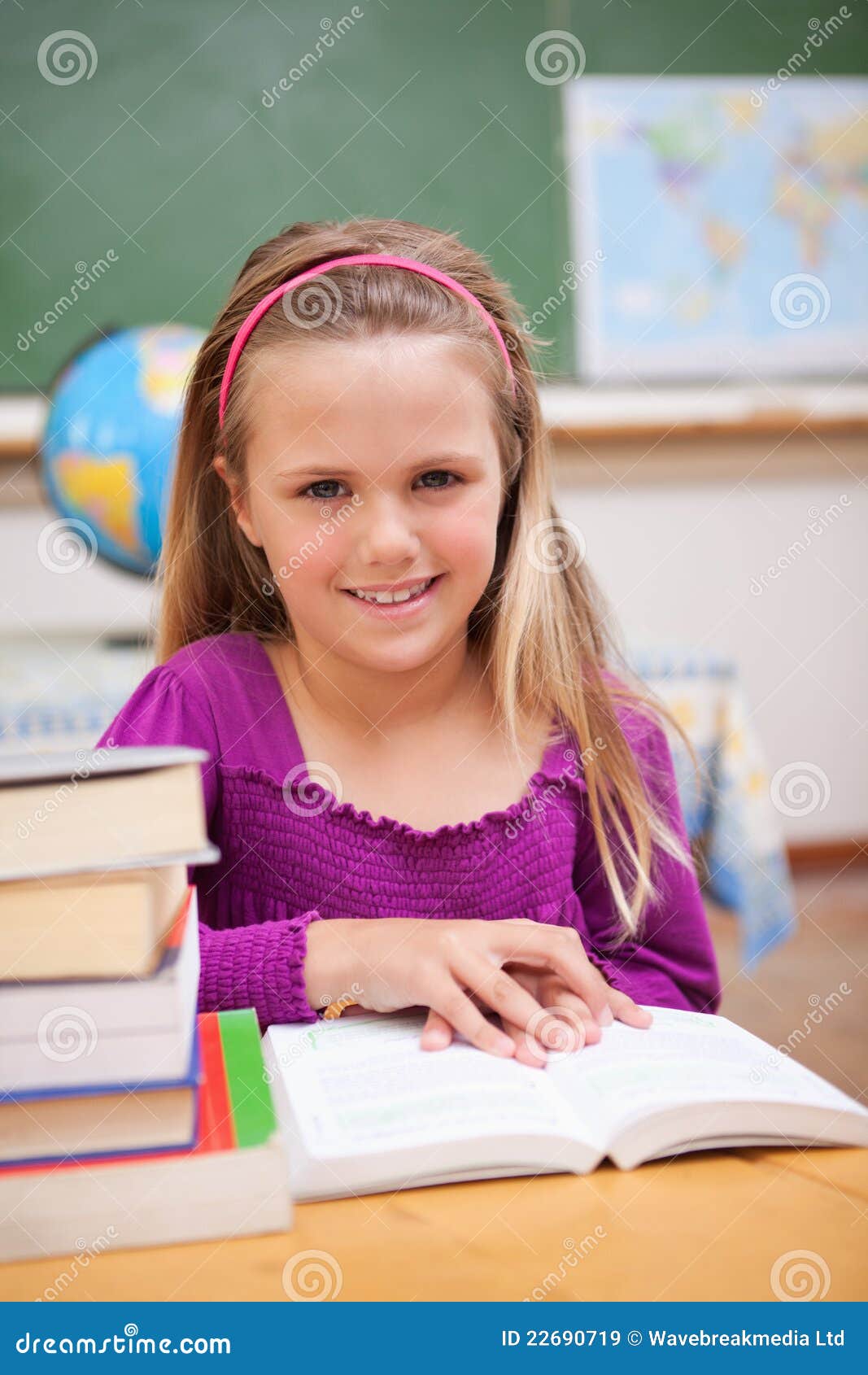 Portrait of Young Schoolgirl Reading a Book Stock Image - Image of ...