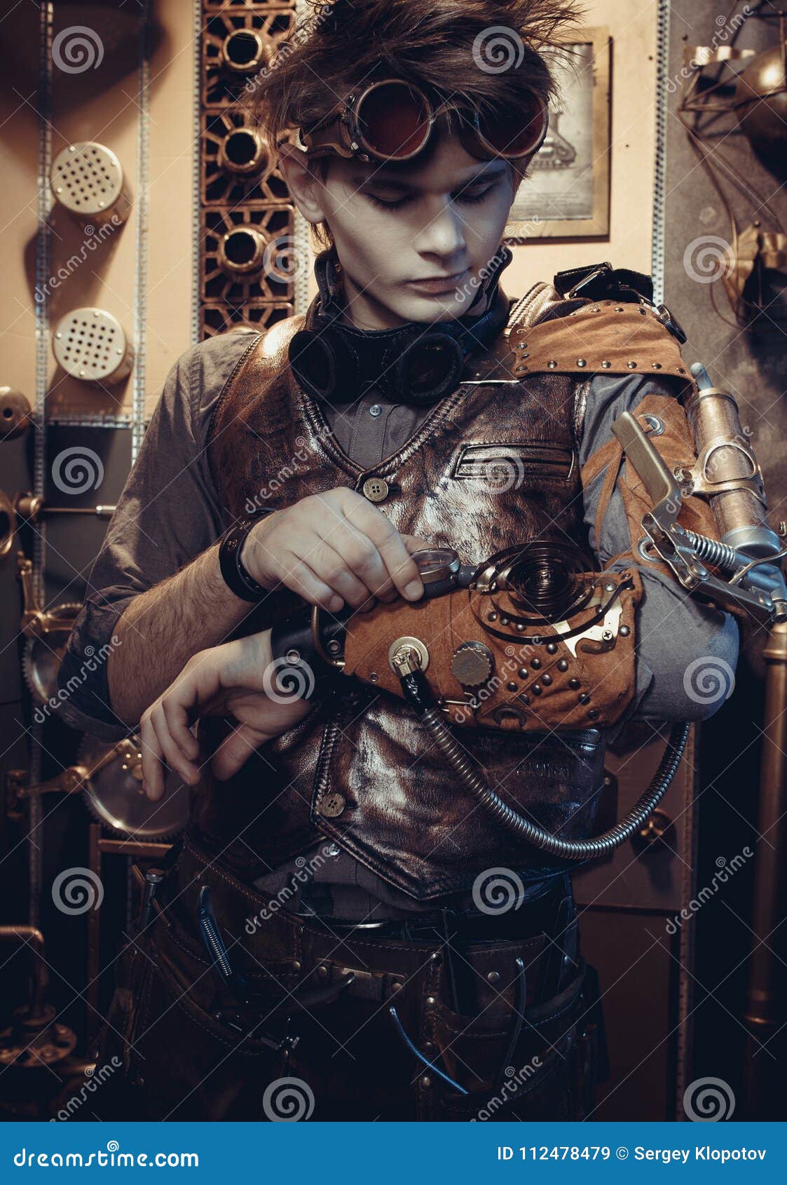 Portrait of a Young Scientist in the Steampunk Style. Stock Image ...