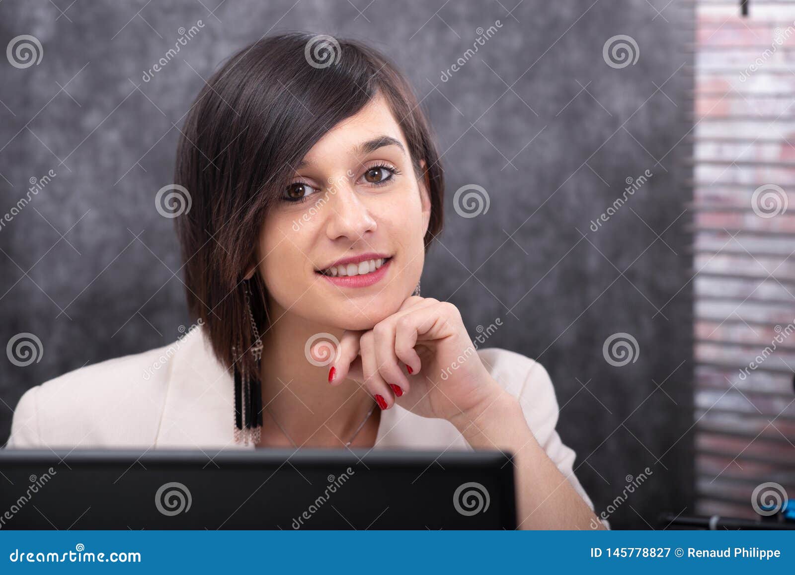 Portrait of Young Secretary in Office Stock Image - Image of corporate ...