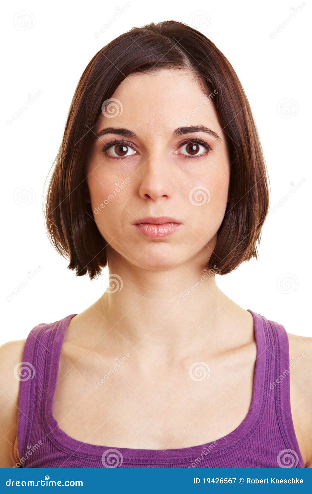 Portrait of Young Serious Woman Stock Image - Image of head, sporty ...