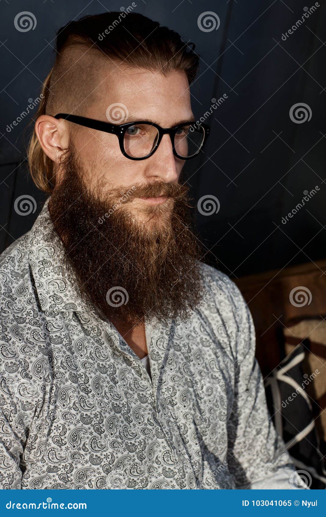 Portrait of Young Smart Bearded Man in Glasses Stock Image - Image of ...