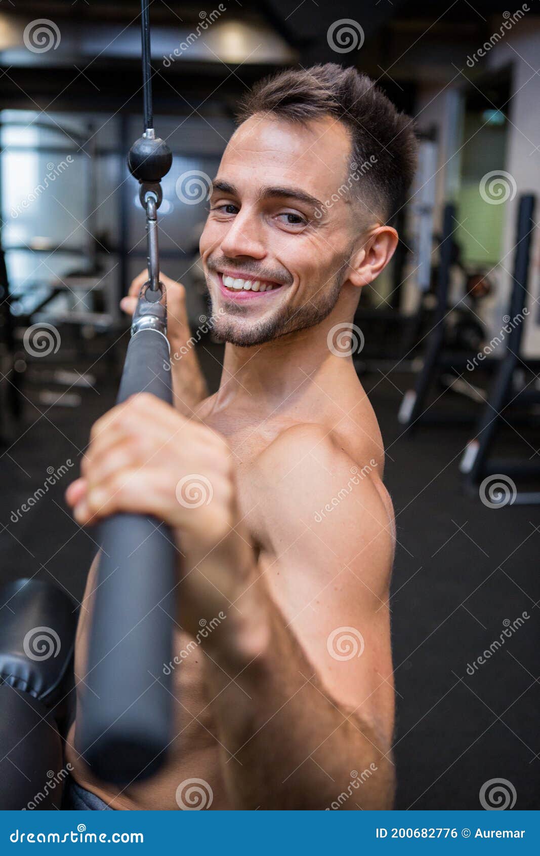 Portrait Young Smiling Bodybuilder Stock Photo - Image of sporty, happy ...