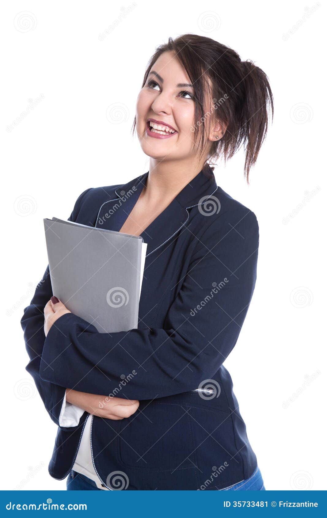 Portrait of Young Smiling Business Woman Holding Documents. Stock Image ... Portrait of Young Smiling Business Woman Holding Documents. Stock Image ...