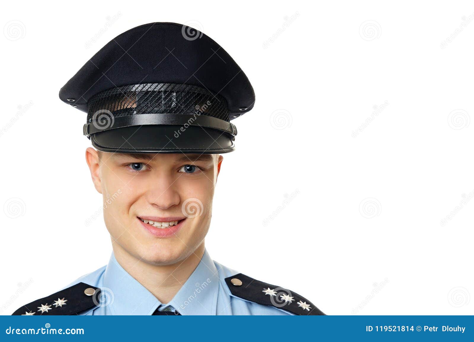 Portrait of Young Smiling Policeman in Uniform. Stock Photo - Image of ...