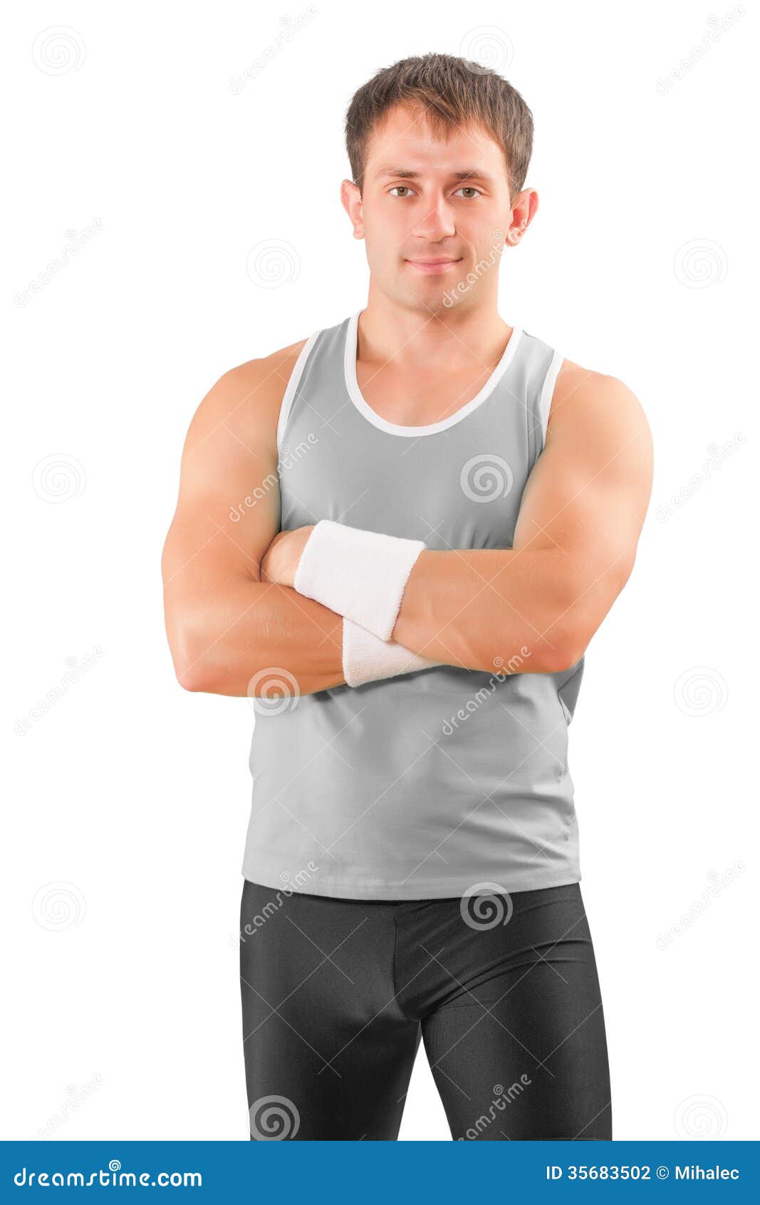 Portrait of Young Sportsman Over White Background Stock Photo - Image ...