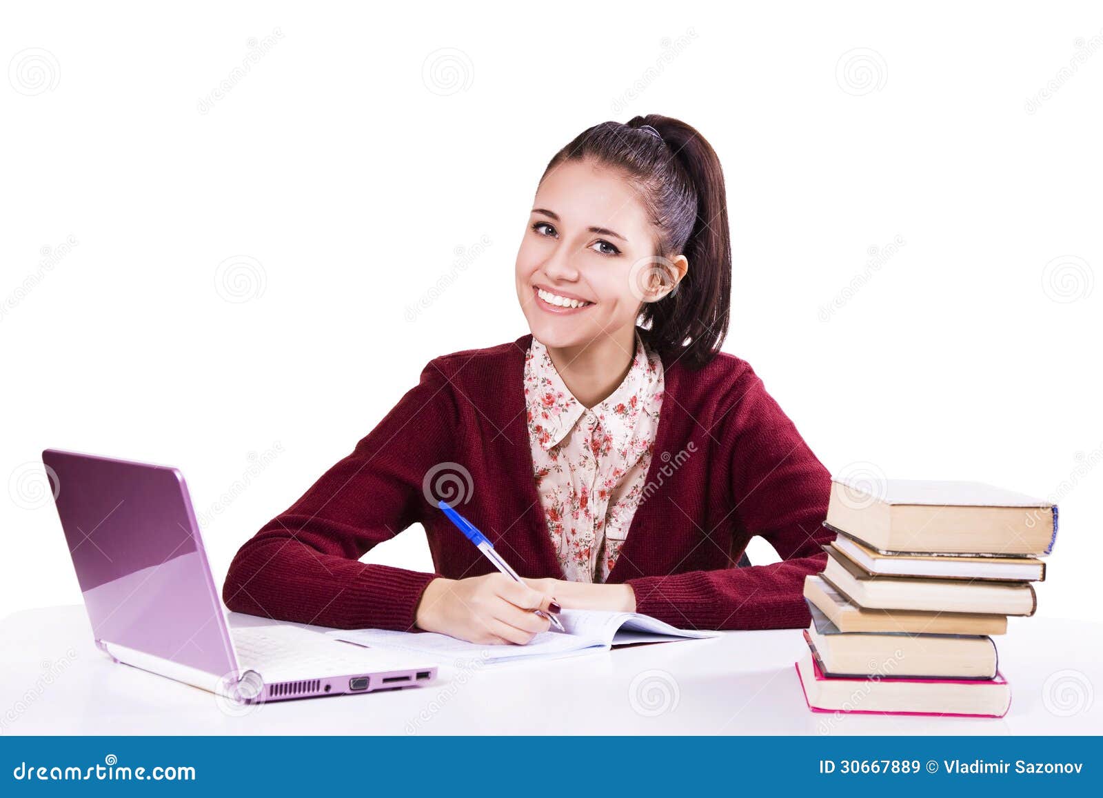 Portrait of Young Student Girl Stock Image - Image of notebook, notes ...