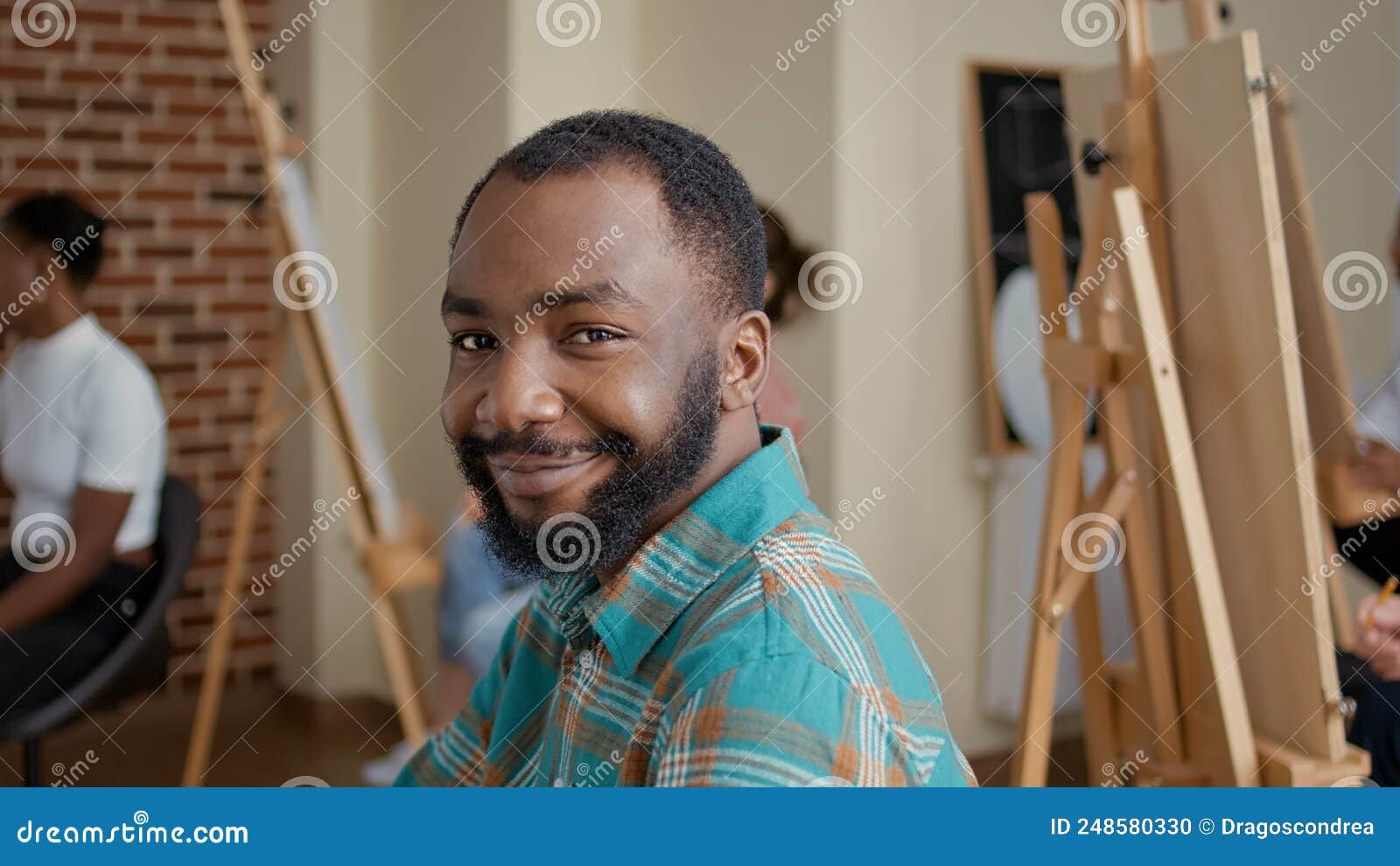 Portrait of Young Student Smiling and Learning To Draw Sketch Stock ...