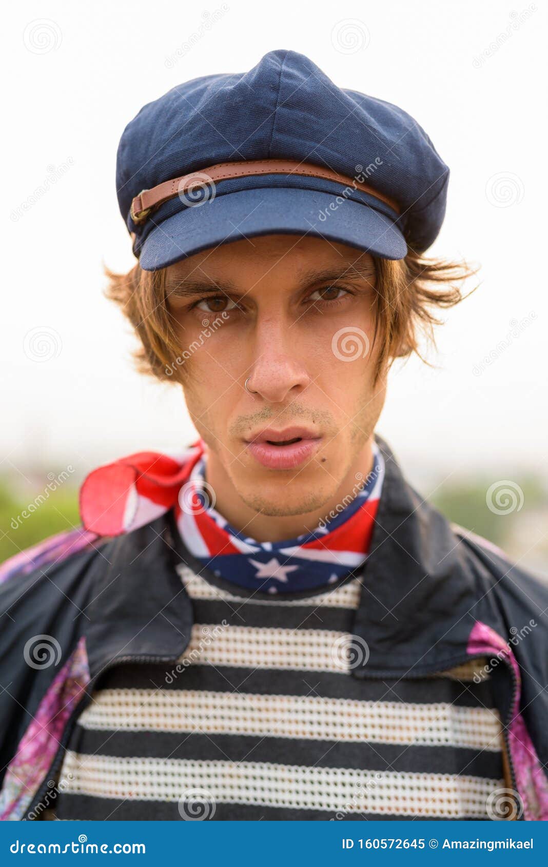 Face of Young Handsome Rebellious Man Outdoors Stock Image - Image of ...