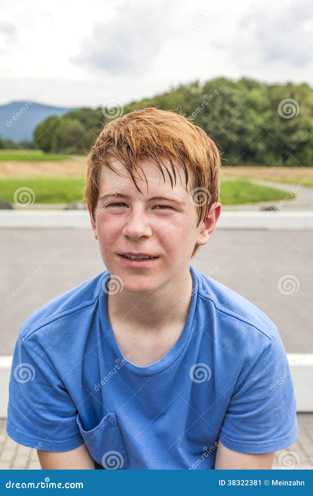 Portrait of Young Sweating Boy Stock Image - Image of exhausted ...